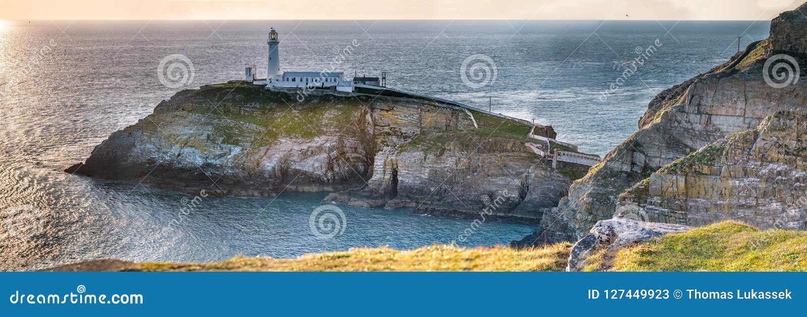 Sunset at South Stack Lighthouse on Anglesey in Wales Stock Image ...