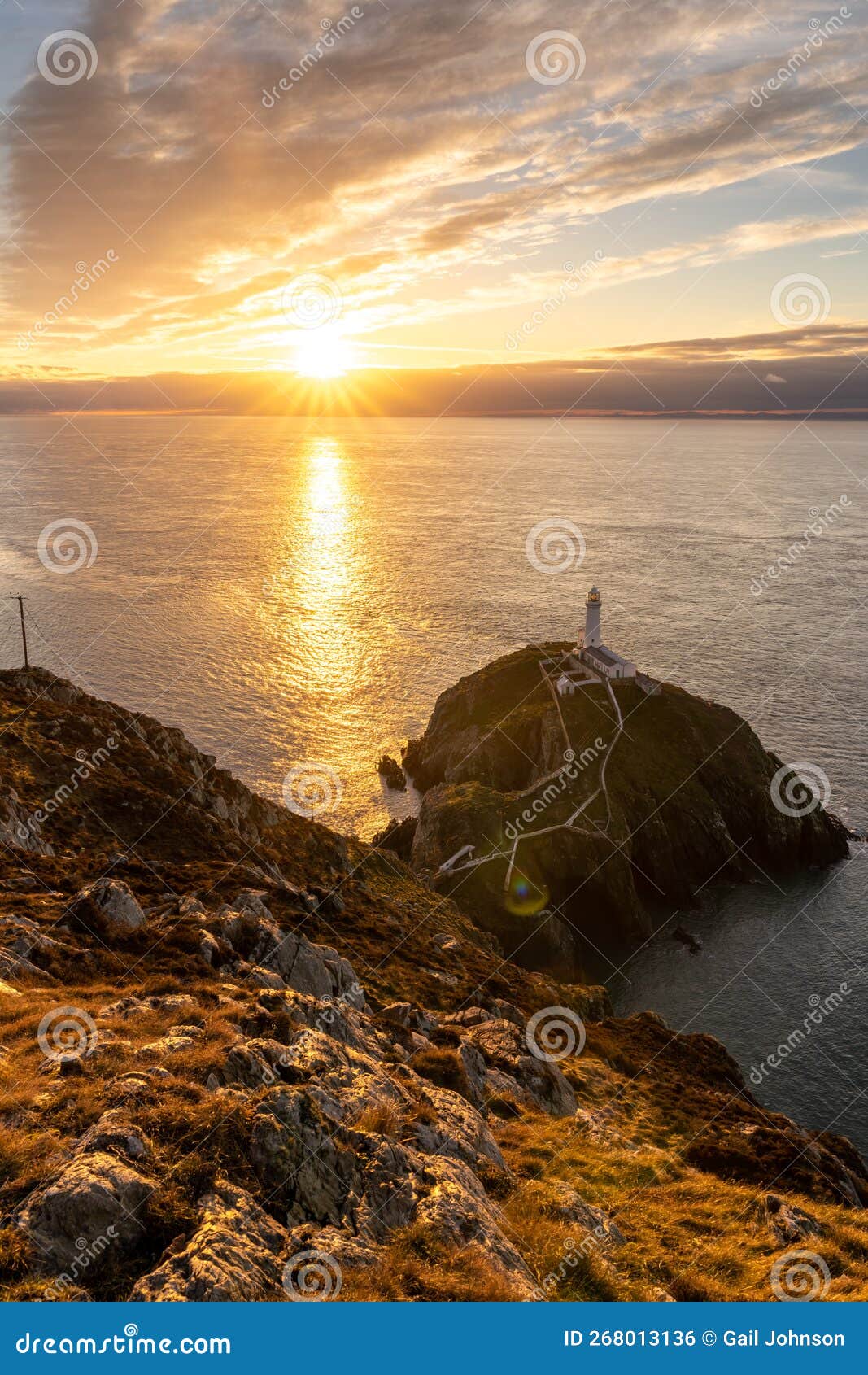 Sunset at South Stack Lighthouse Isle of Anglesey Stock Photo - Image ...