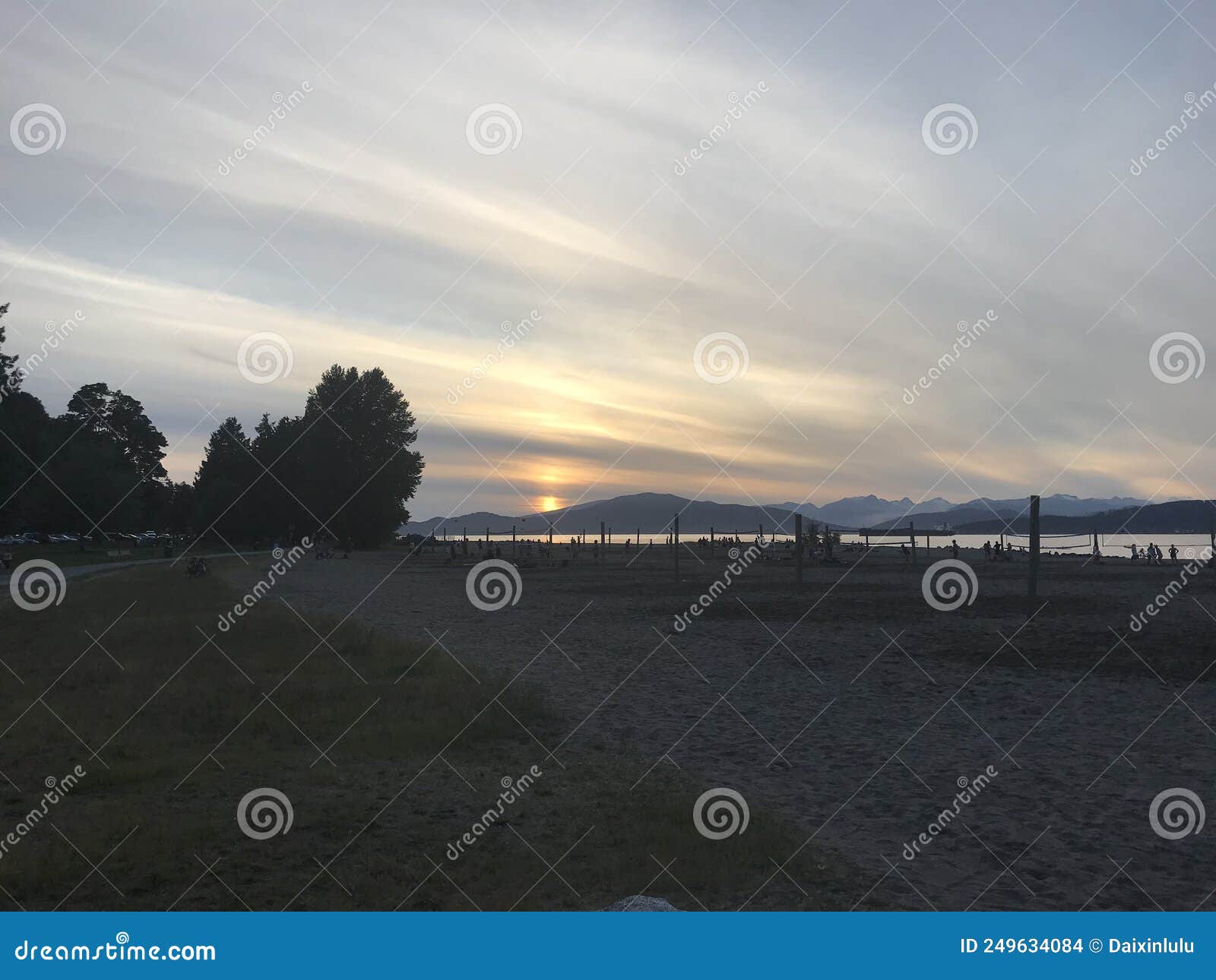 Sunset at Spanish beach stock photo. Image of evening - 249634084