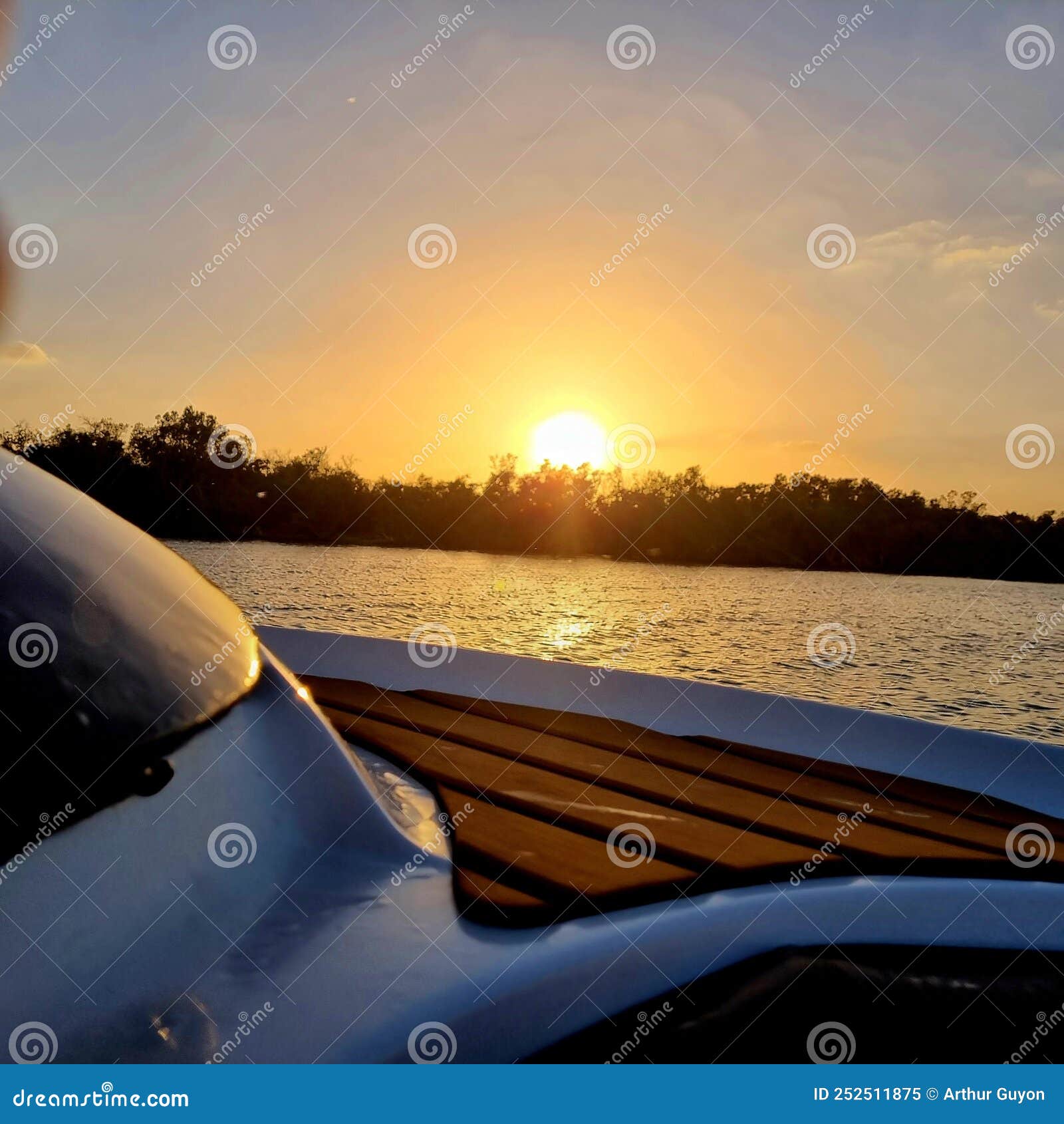 Sunset from the speedboat stock image. Image of watercraft - 252511875
