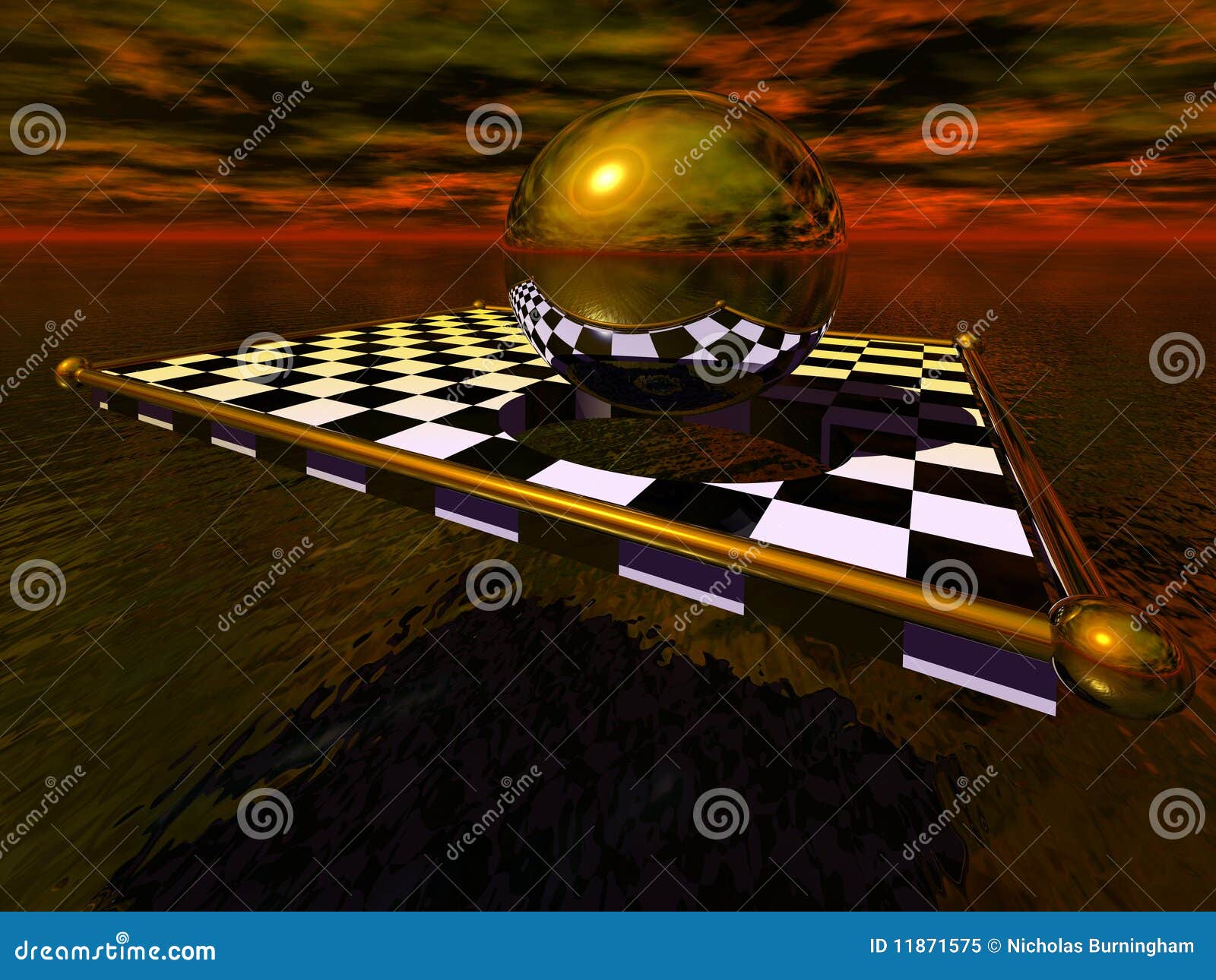 Sunset Sphere with Chess Board Stock Illustration - Illustration of ...