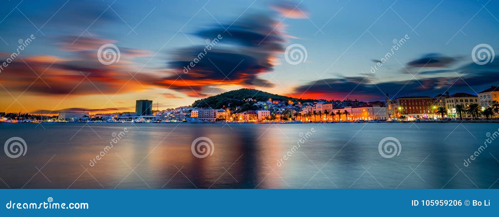 Sunset of Split, Croatia stock photo. Image of medieval - 105959206