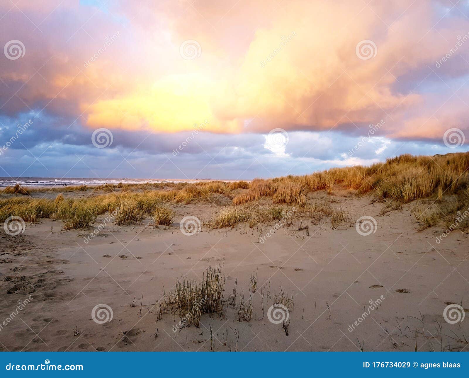 Sunset during Springtime Scenery Beach Stock Image - Image of sunset ...