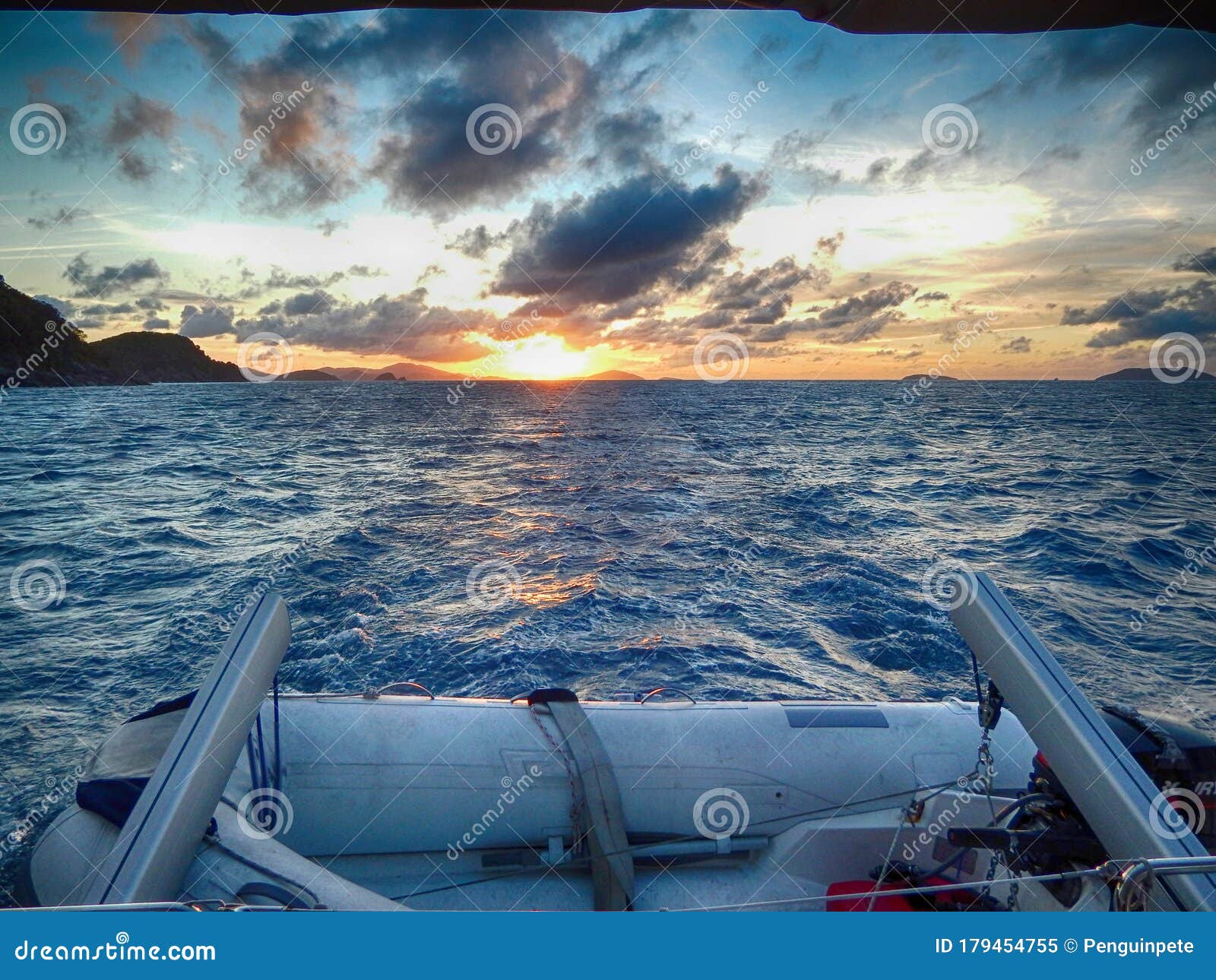 Sunset from the Stern of a Catamaran Stock Image - Image of stern ...