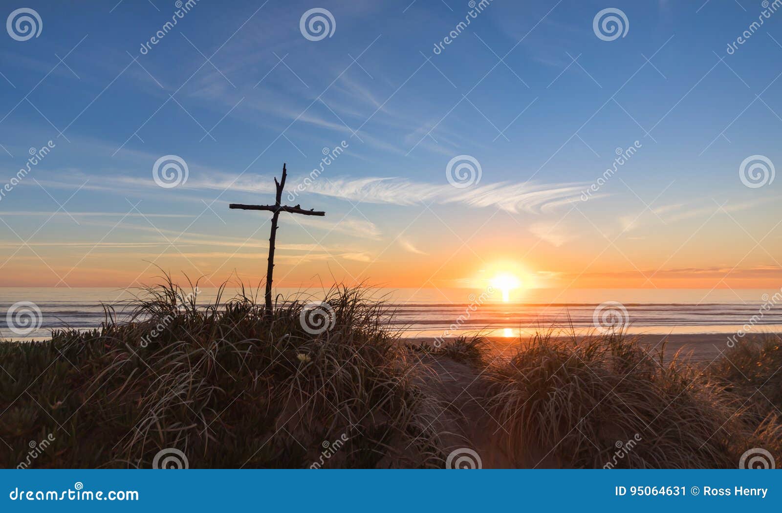 Sunset Stick Cross stock image. Image of religion, sunset - 95064631