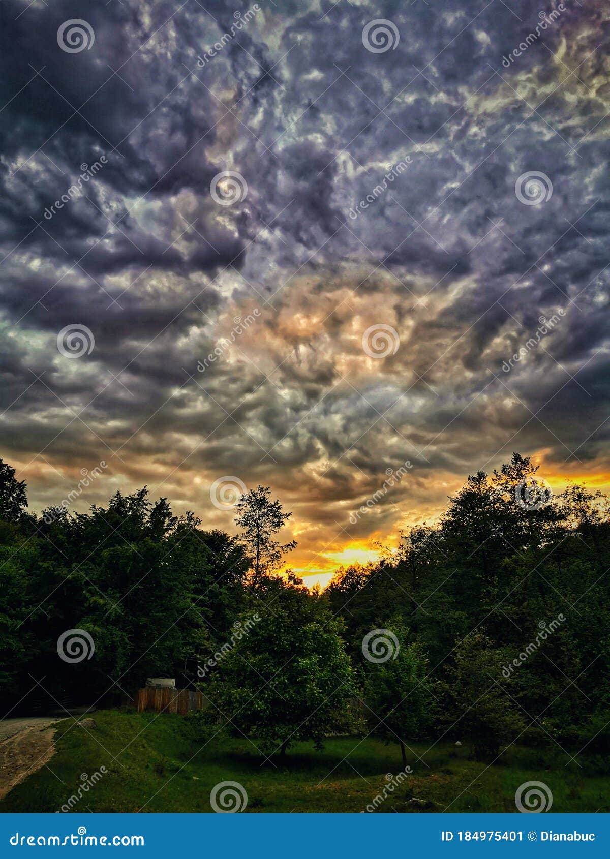 Sunset before storm stock image. Image of landscape - 184975401
