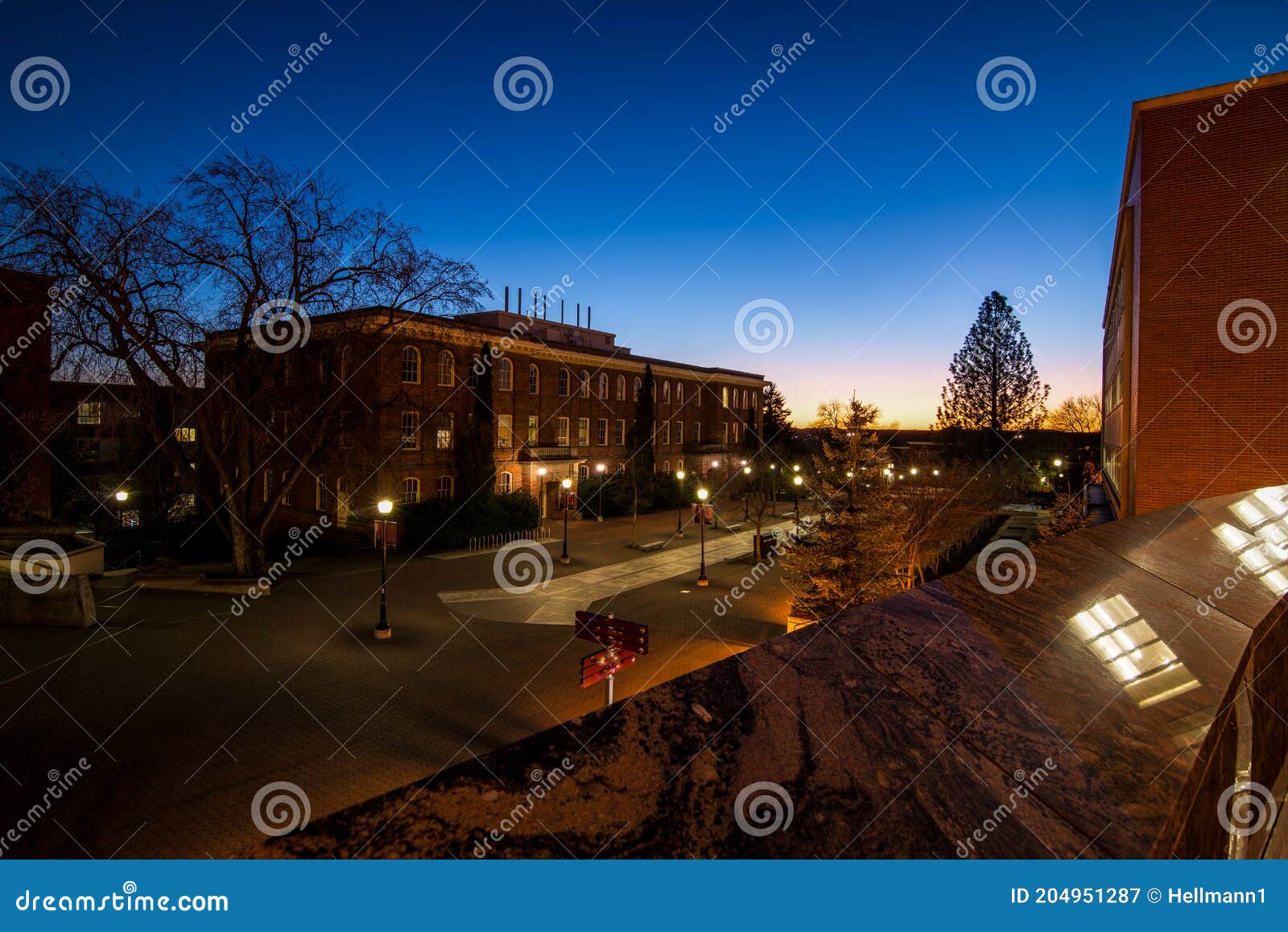 Sunset on a Street stock image. Image of sunset, landmark - 204951287