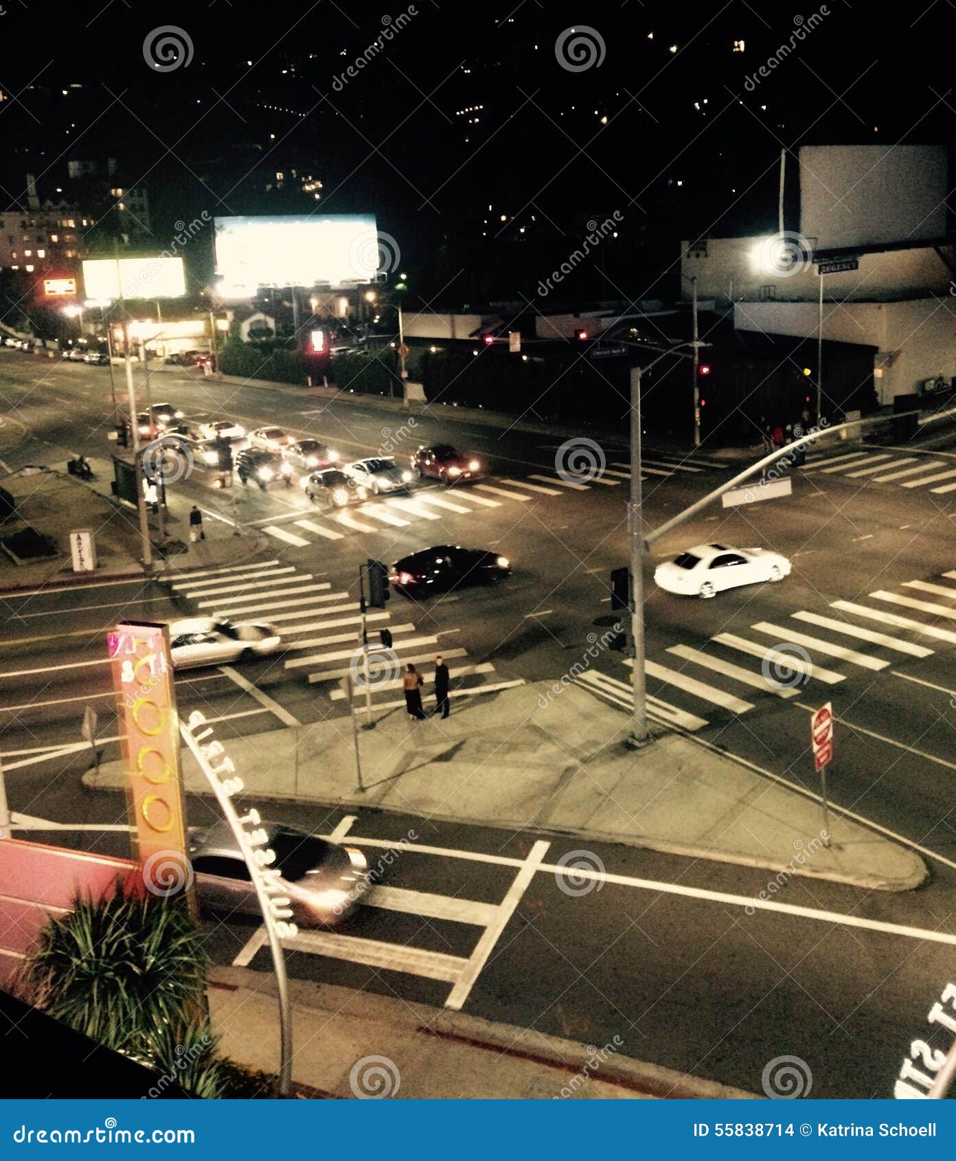 Sunset Strip at night stock photo. Image of strip, cars - 55838714