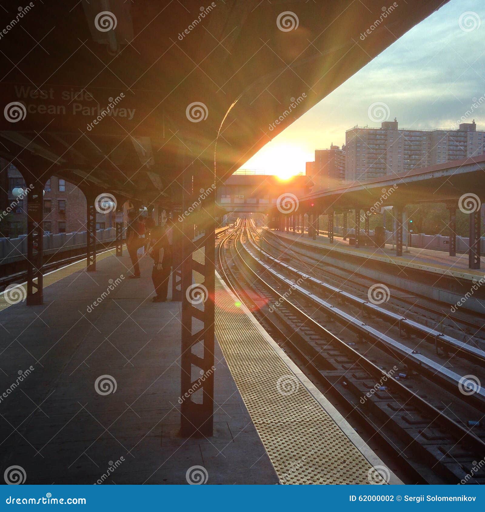 Sunset in Sumway of the Brighton Bich Stock Photo - Image of street ...