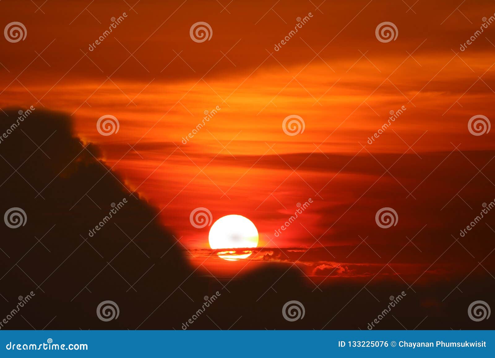 Sunset during the Sun Fall Over Sky in Evening Stock Photo - Image of ...