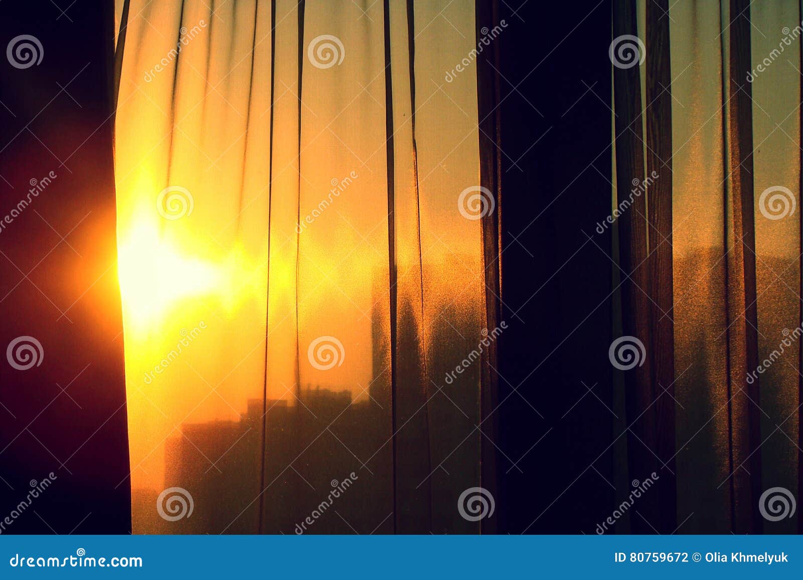 Sunset stock photo. Image of curtains, window, sunset - 80759672