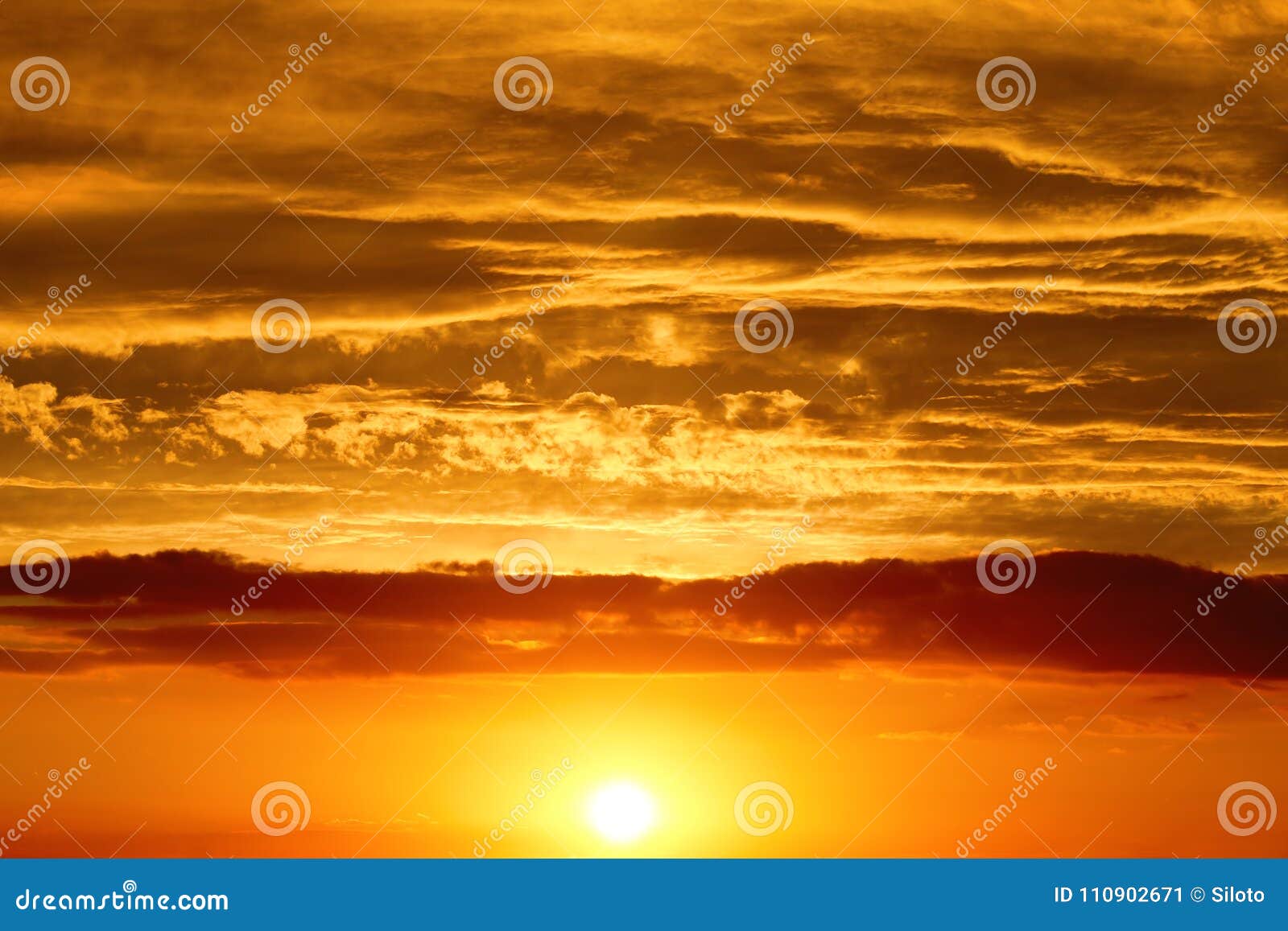 Sunset - Sun Low Above the Horizon Stock Image - Image of scape ...