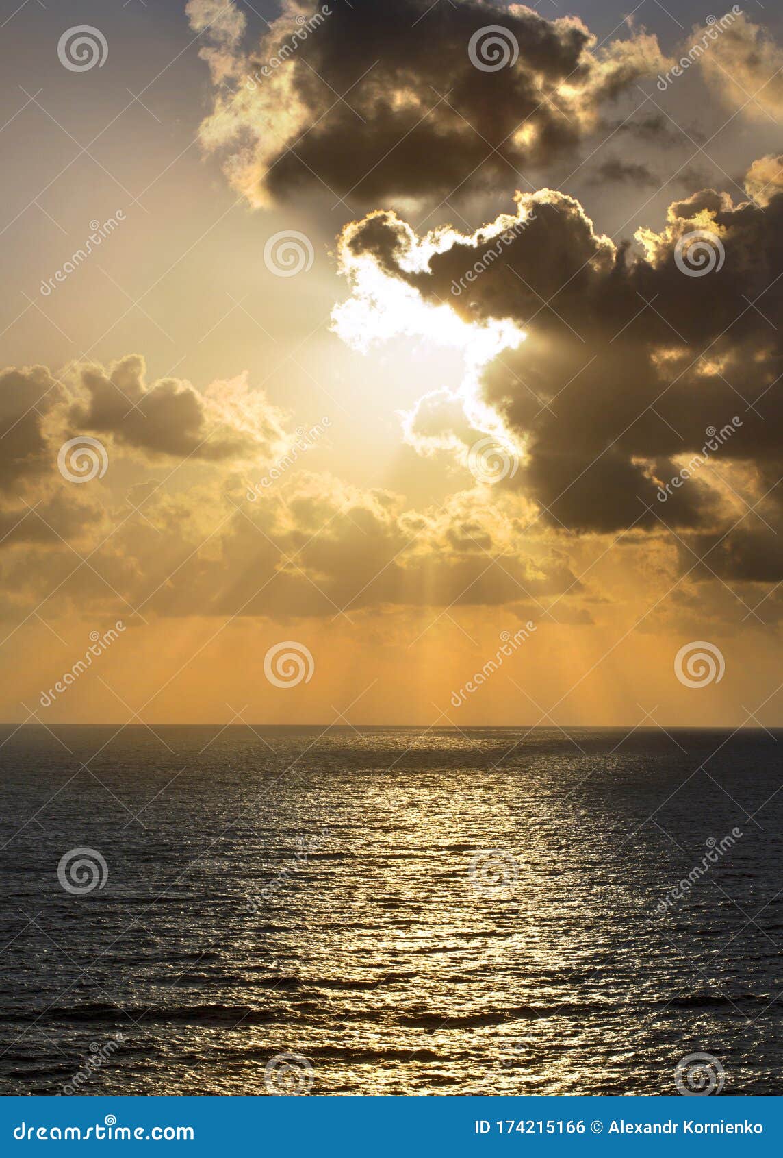 Sunset with sun rays stock photo. Image of dramatic - 174215166