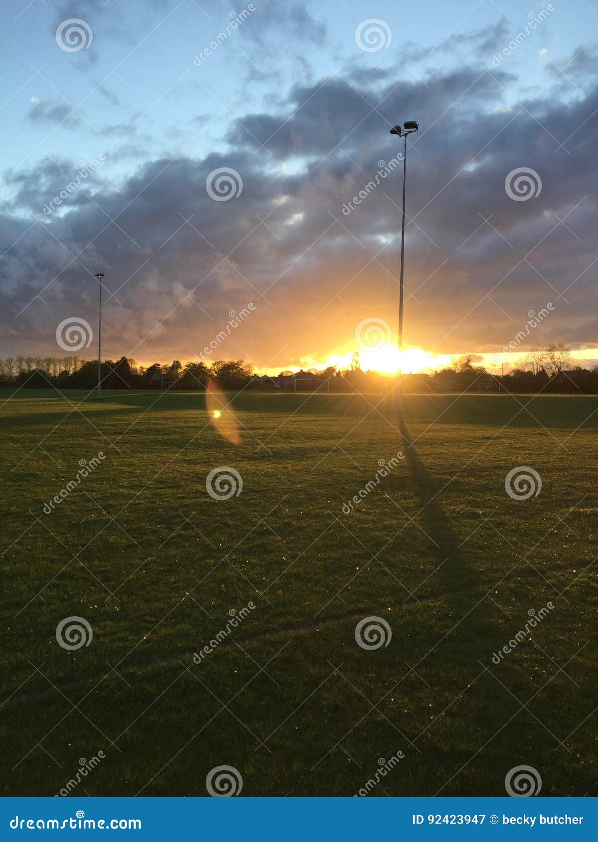 Sunset stock image. Image of sunset, pitch, setting, rugby - 92423947