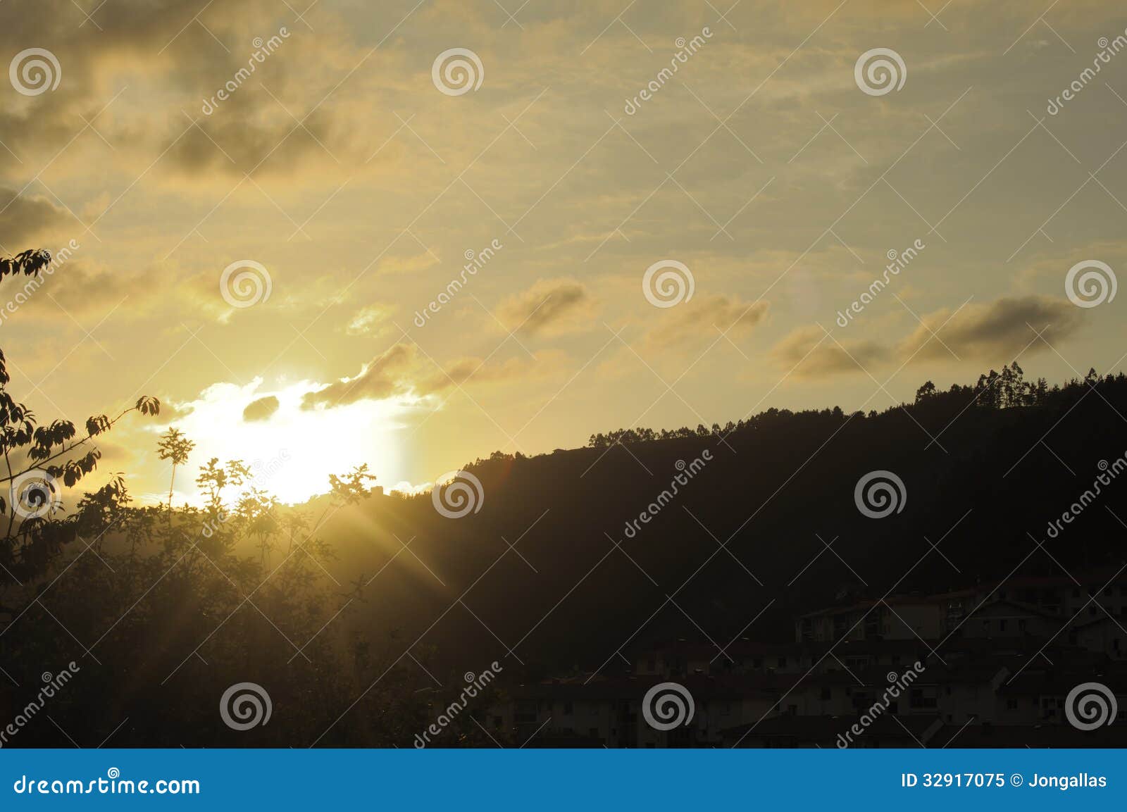 Sunset stock image. Image of sunbeams, summer, clouds - 32917075