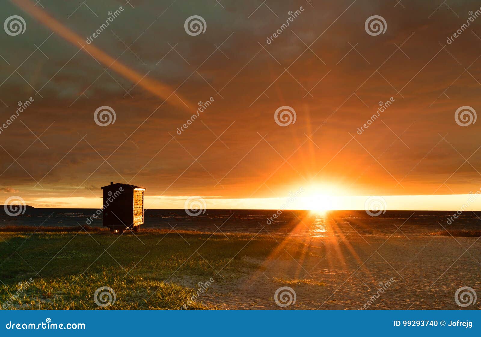 Sunset sunny beach stock photo. Image of seascape, tourist - 99293740