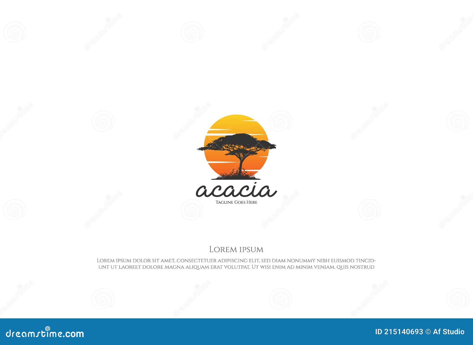 Sunset Sunrise African Acacia Tree Forest Logo Design Vector Stock ...
