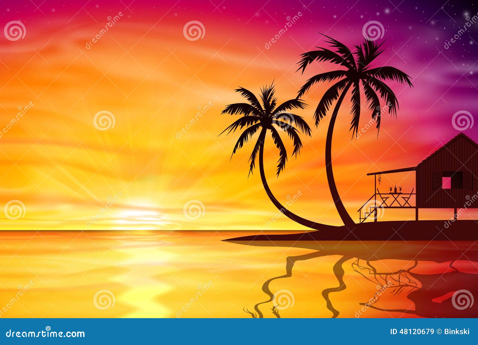 Sunset, Sunrise with Beach Nut Stock Vector - Illustration of sunset ...