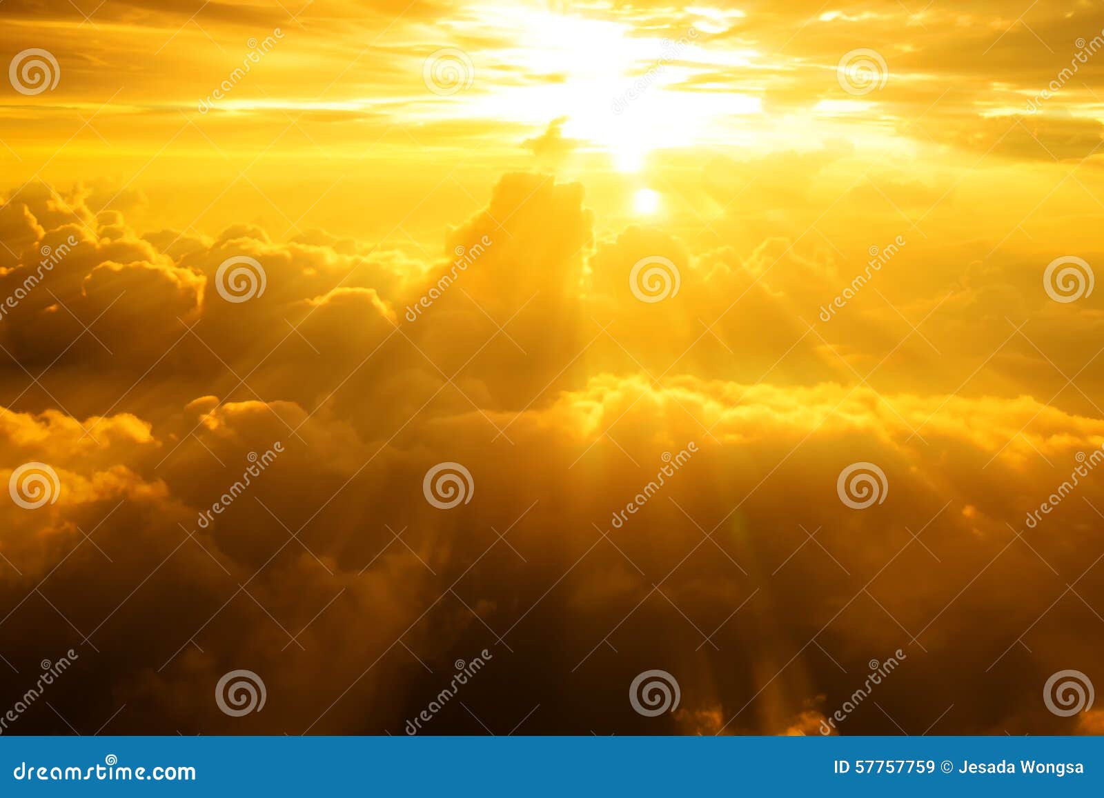 Sunset, Sunrise on Clouds, Light Rays Effect Stock Image - Image of ...