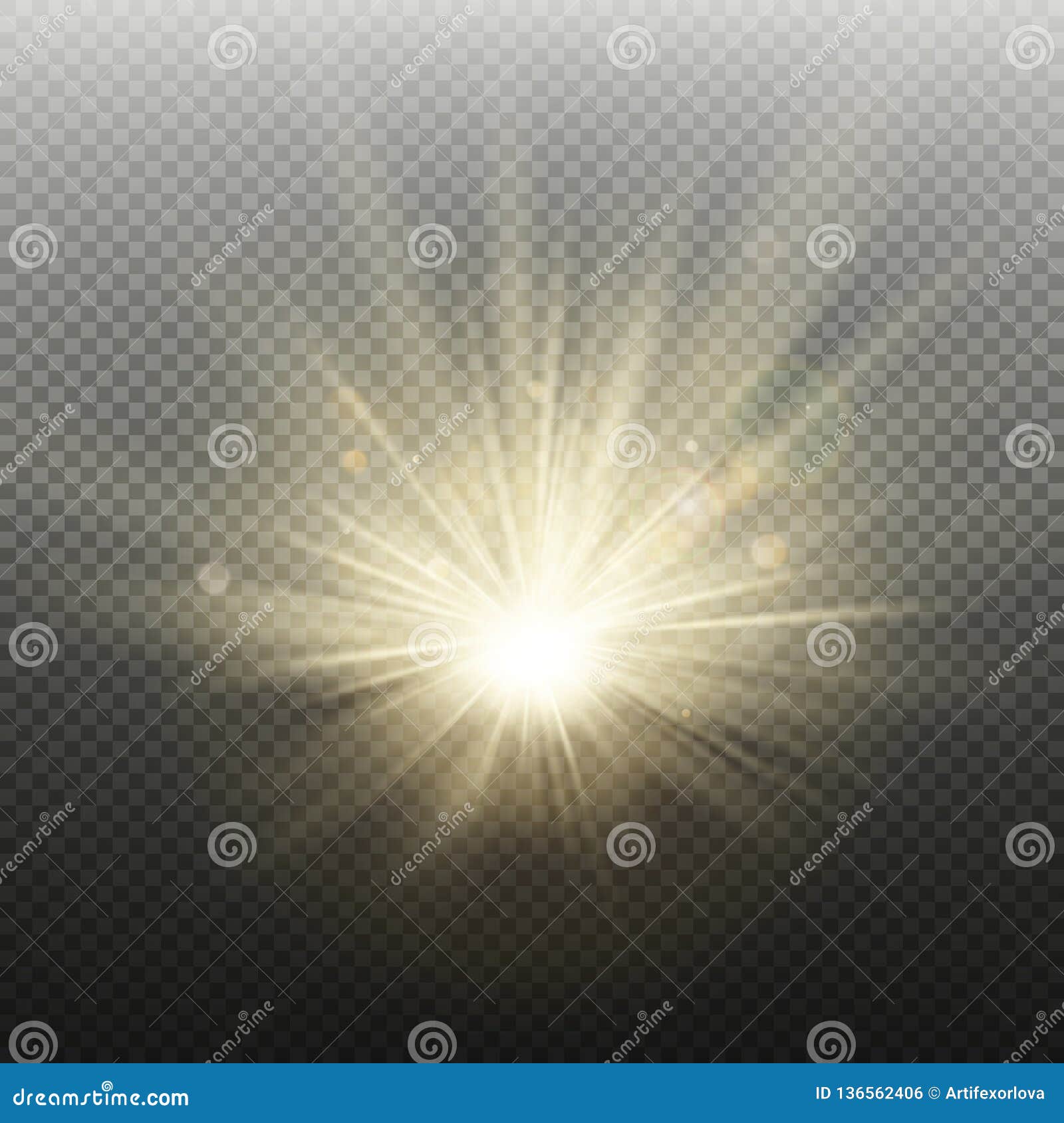 Sunset or Sunrise Golden Glowing Bright Flash Effect. Warm Burst with ...