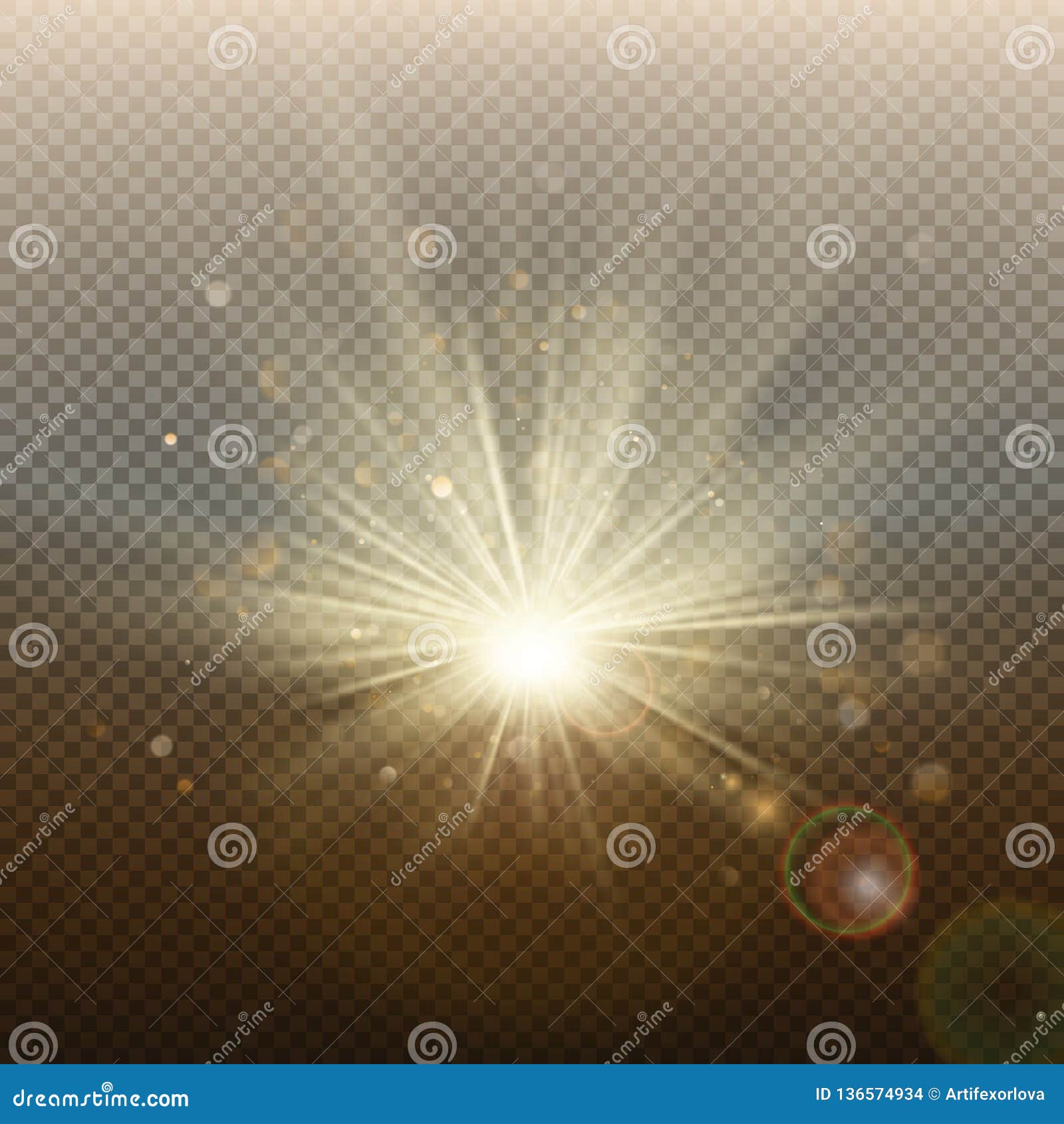 Sunset or Sunrise Golden Glowing Bright Flash Effect. Warm Burst with ...
