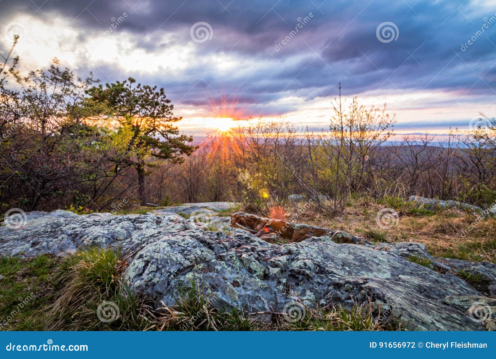 Sunset at Sunrise Mountain Overlook Stock Photo - Image of mountains ...