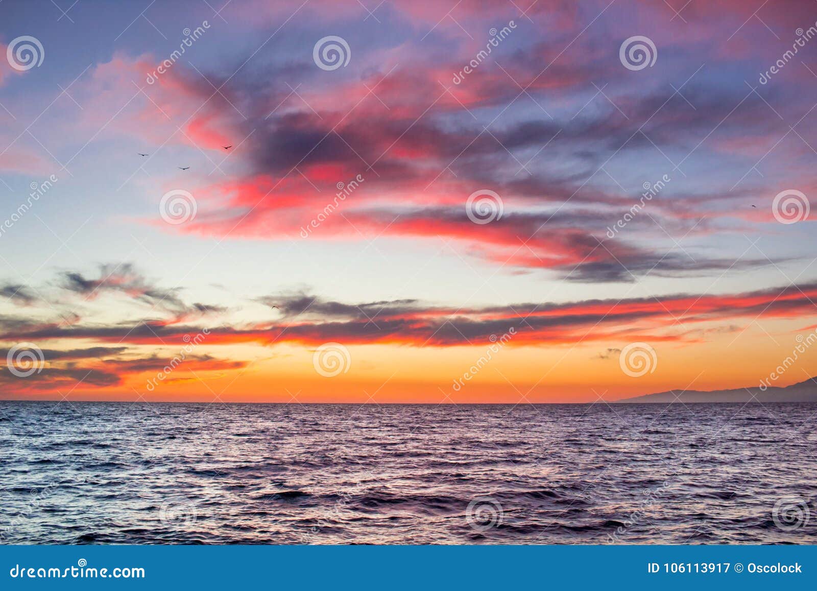 Sunset in Open Sea with Dramatic Cloudy Calm Clear Sky Stock Image ...