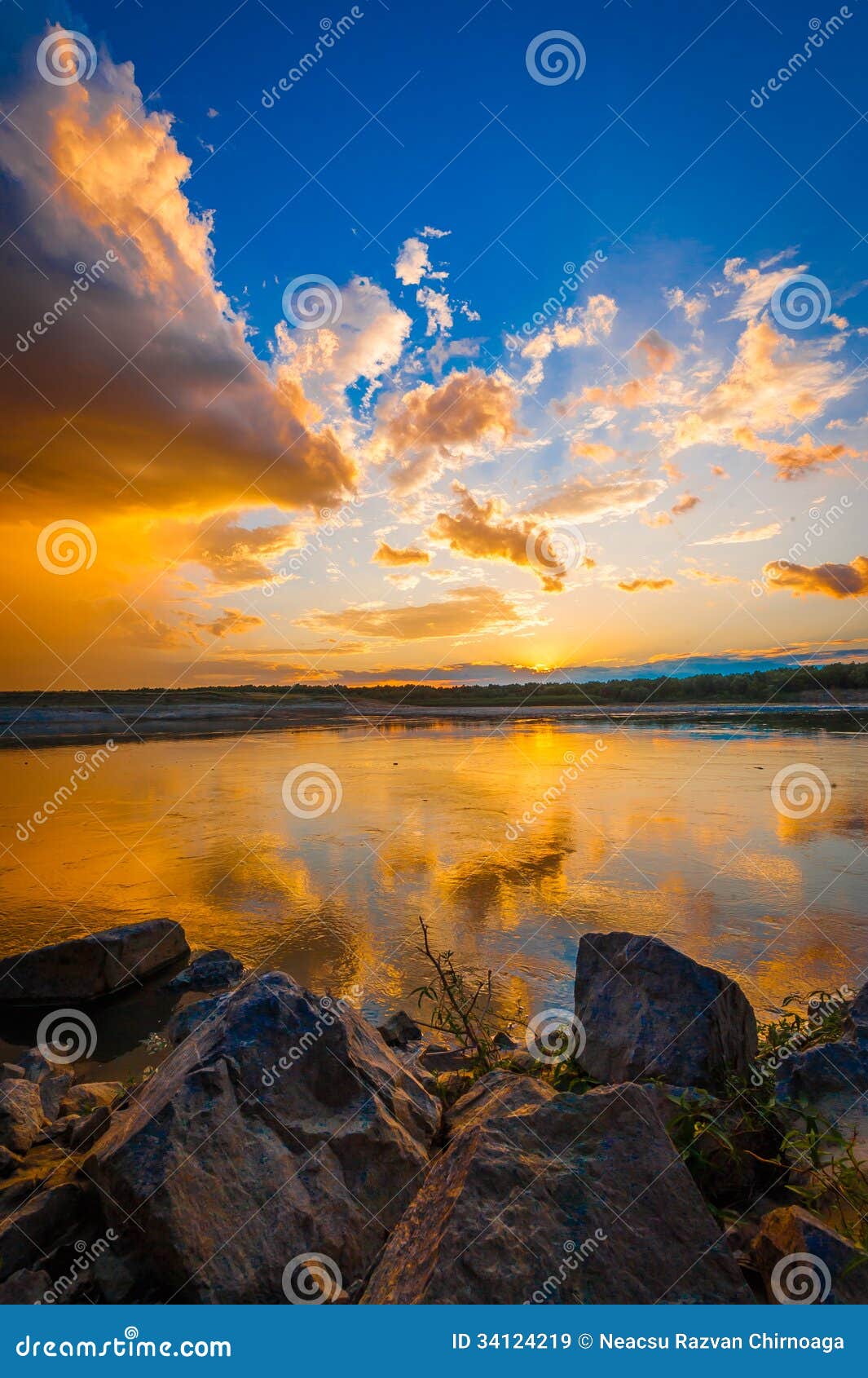 Sunset/sunrise over river stock image. Image of dusk - 34124219