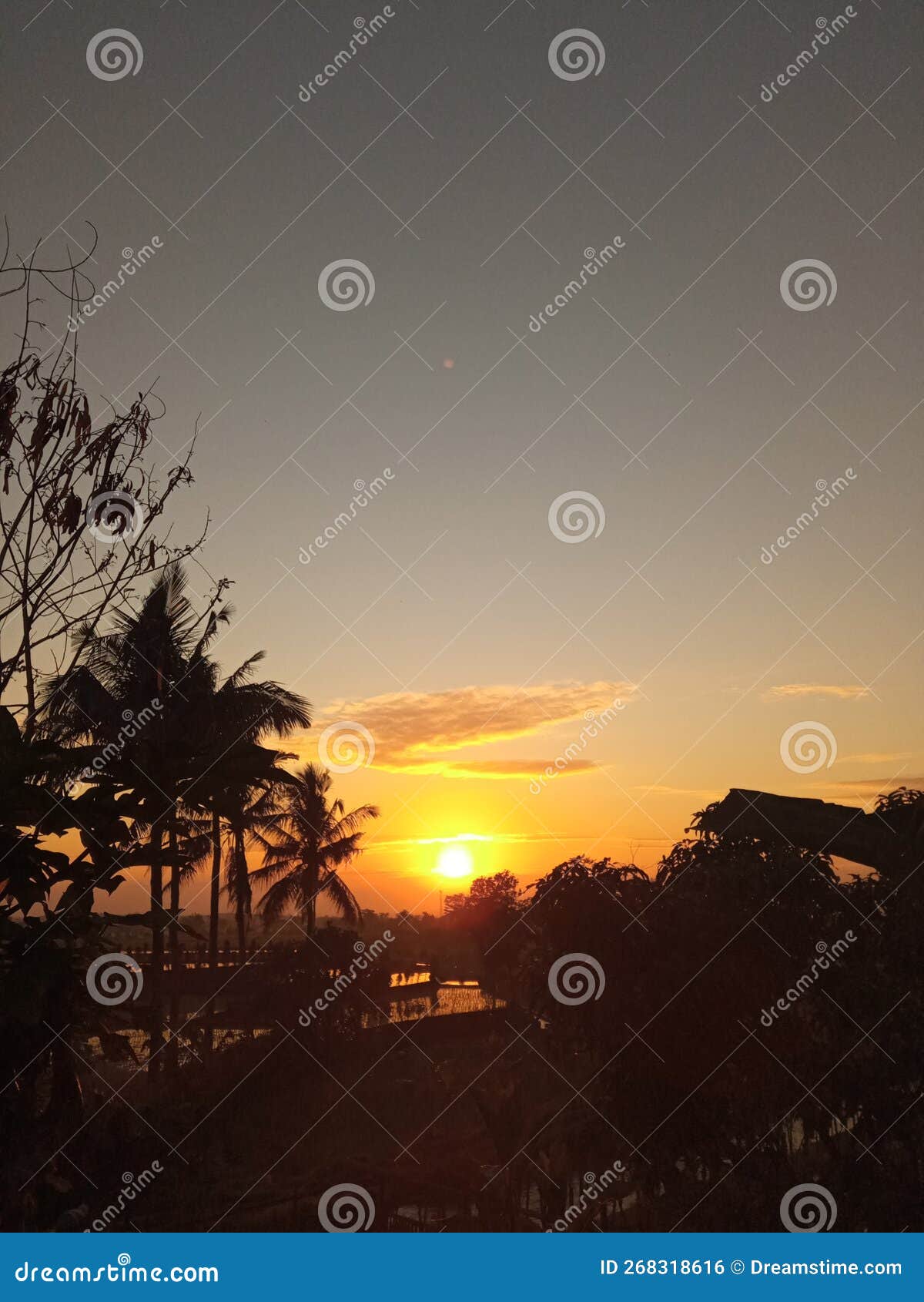 Sunset Sunrise Reflection Cloud Rain Village Java Stock Photo - Image ...