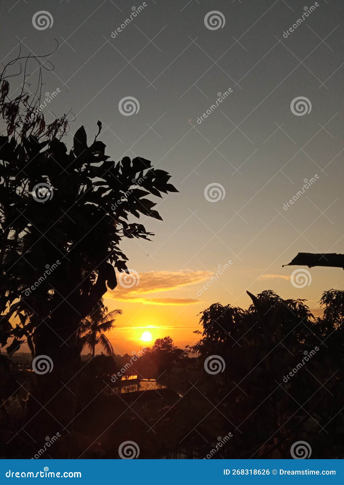 Sunset Sunrise Reflection Cloud Rain Village Java Stock Photo - Image ...