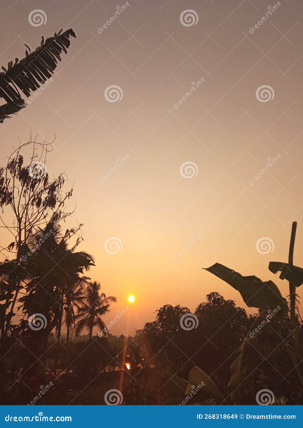 Sunset Sunrise Reflection Cloud Rain Village Java Stock Image - Image ...