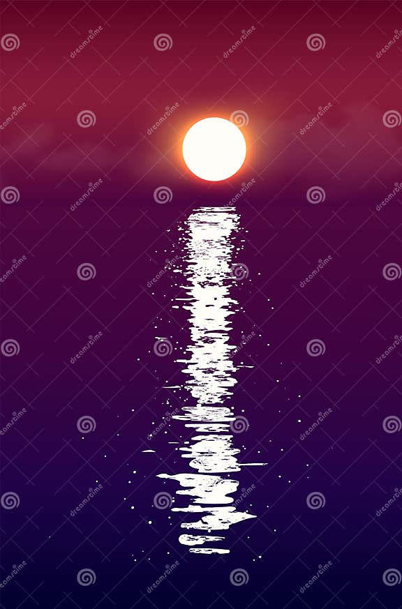 Sunset or Sunrise with Reflection on Water Level Stock Vector ...