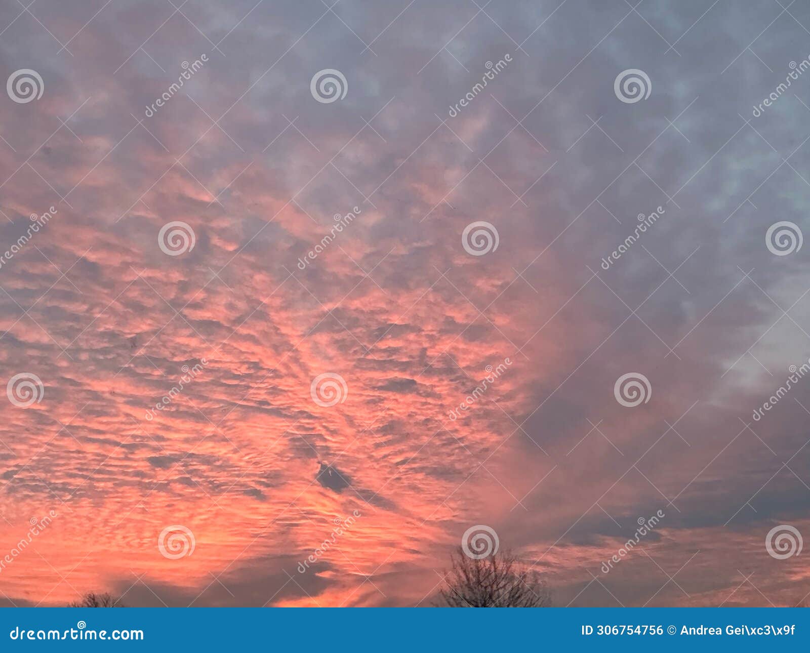 Sunset Sunrise in the Sky with Small Clouds Stock Photo - Image of ...