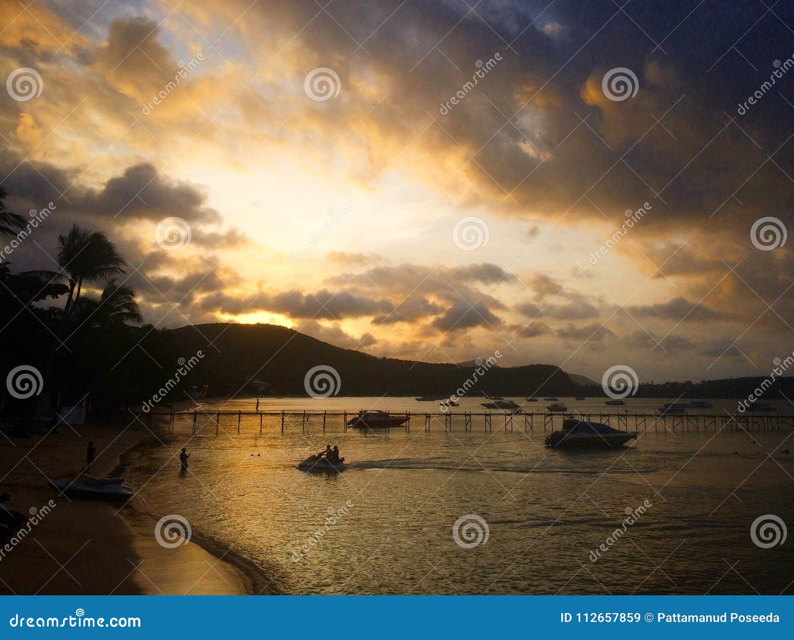 Sunset stock image. Image of island, beach, ocean, sunset - 112657859