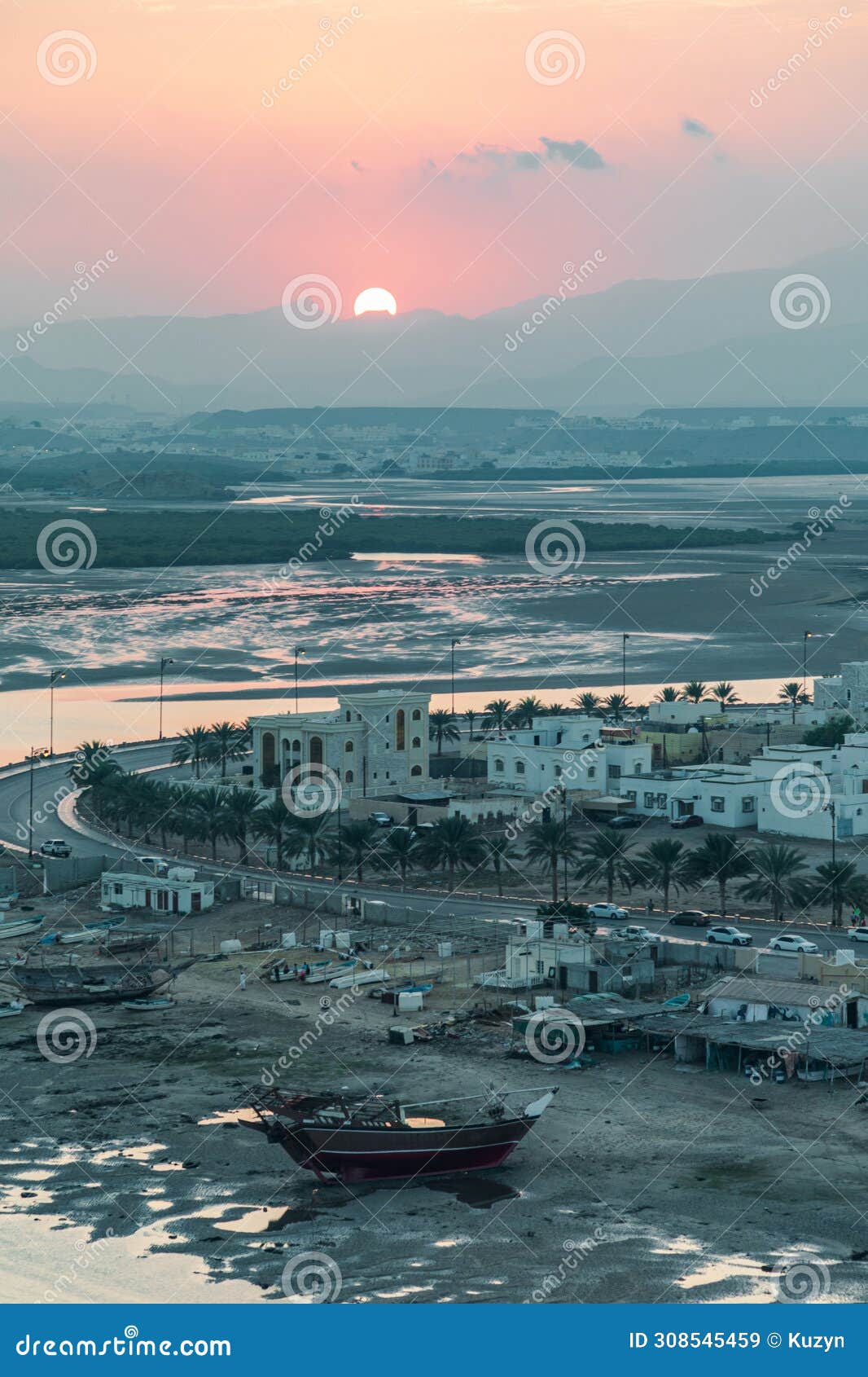 Sunset in Sur Town. View on West Part of the Sur City, Oman Stock Image ...