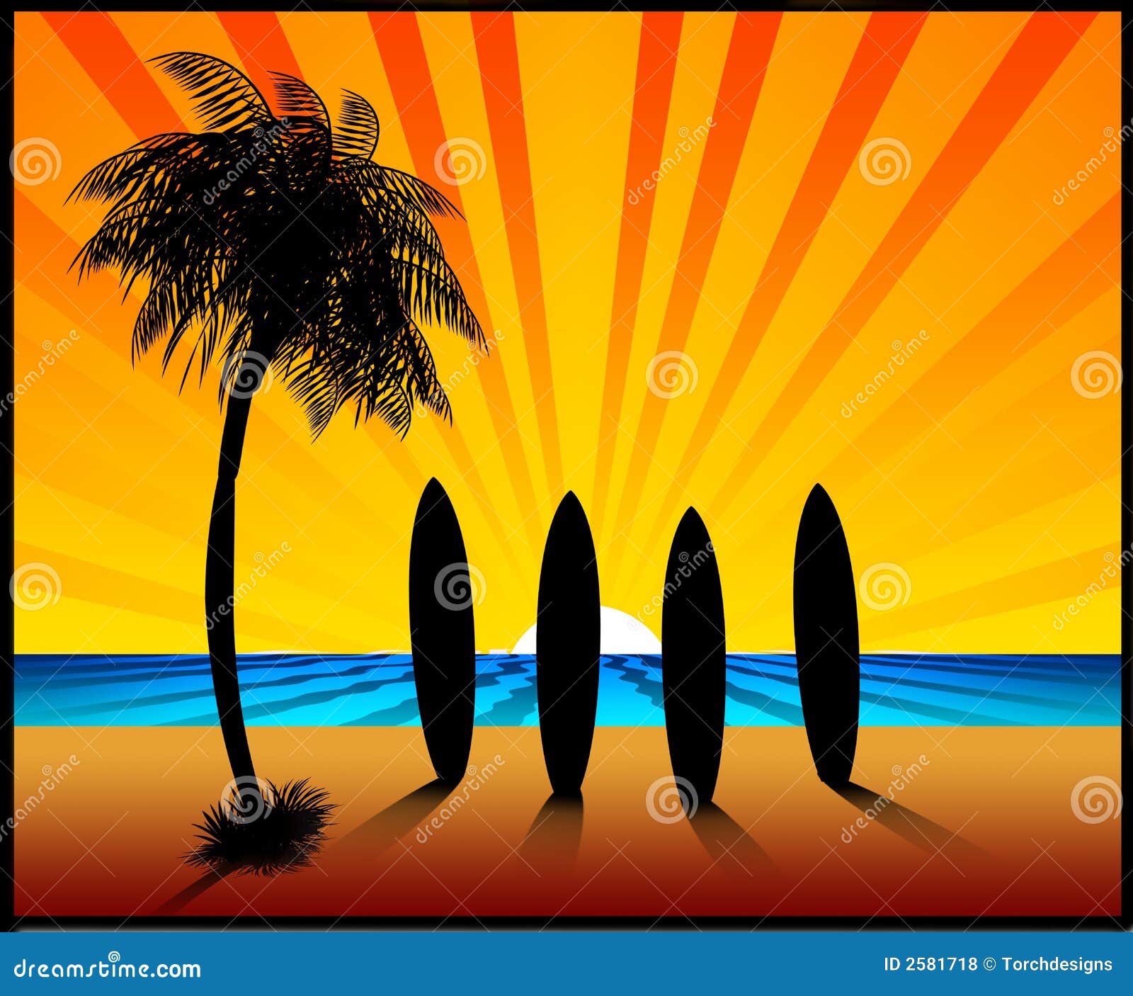The Sunset Surfboards Illustration Stock Illustration - Illustration of ...