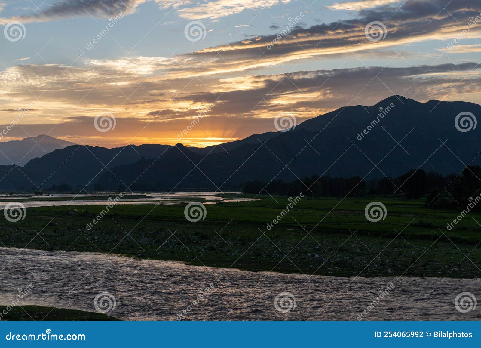 Sunset in Swat Valley Over a Mountains and River Stock Photo - Image of ...