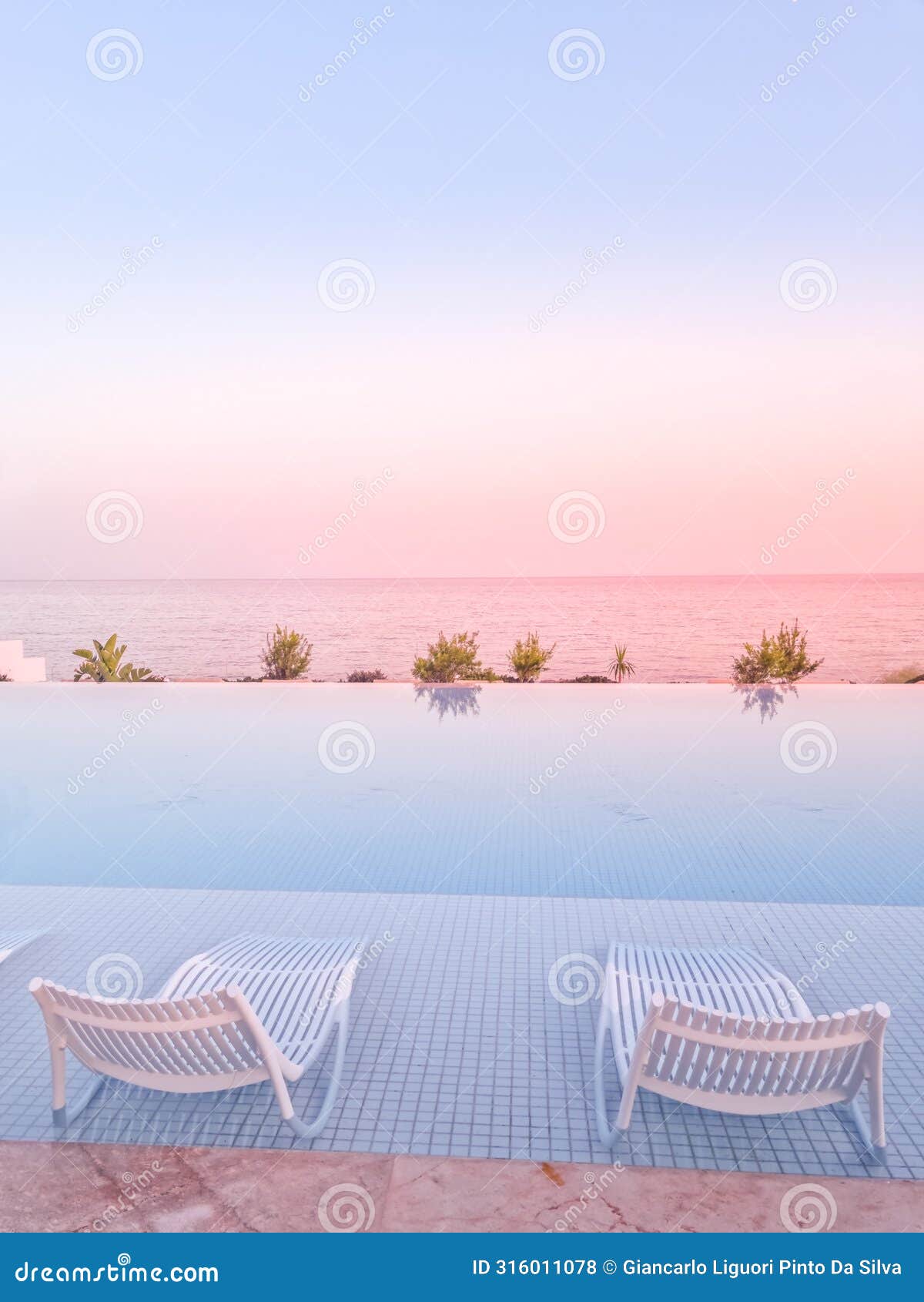 Sunset in a Swimming Pool by the Sea Stock Photo - Image of leisure ...