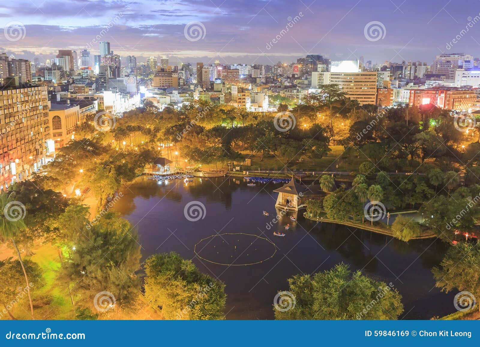 Sunset at the Taichung Metropolitan Park, Taiwan Stock Image - Image of ...