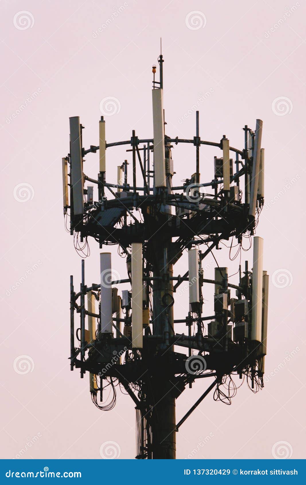 Sunset and Tall Mast with Cellular Antenna Stock Image - Image of ...