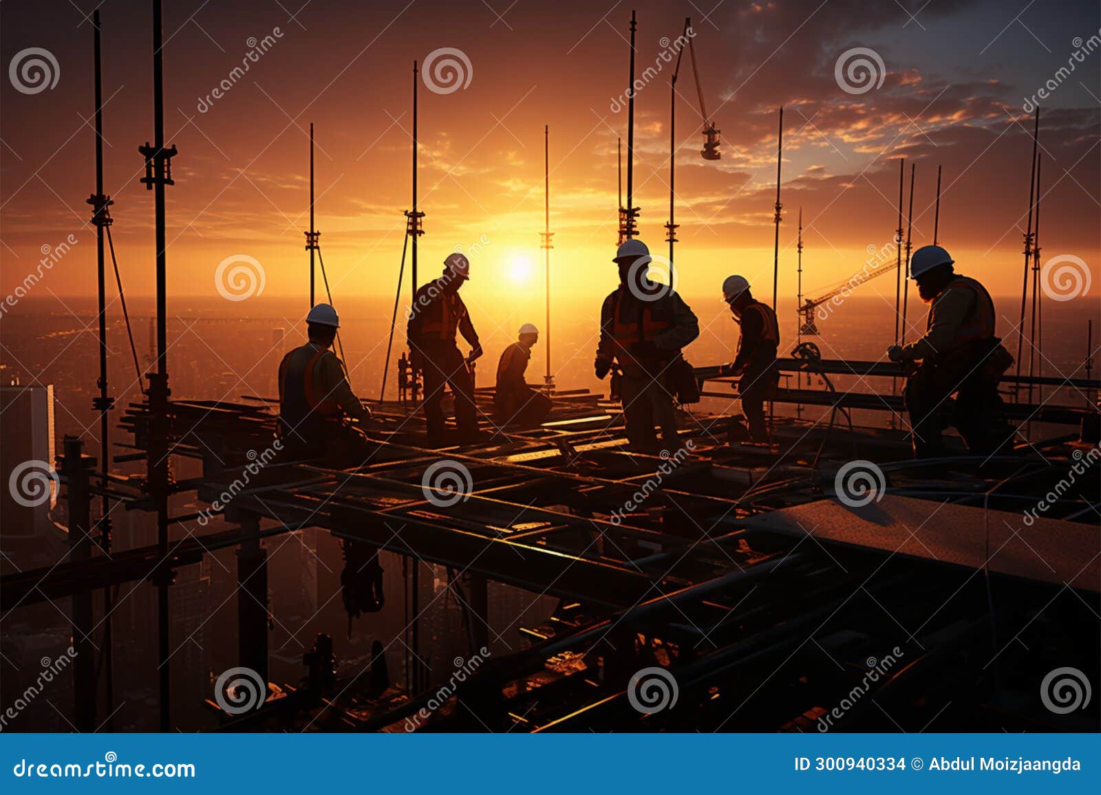Teamwork Construction On Site Vector Illustration | CartoonDealer.com ...