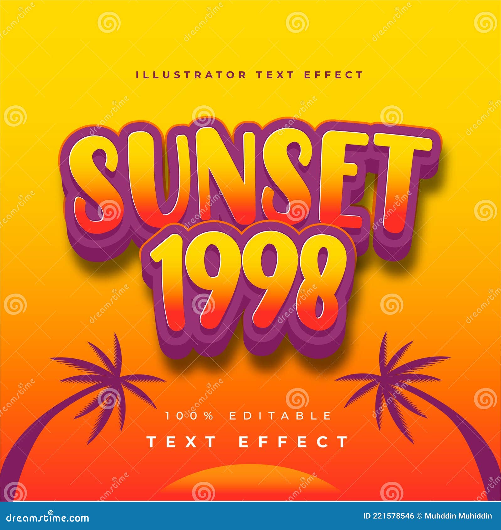 Sunset 1998 Text Effect for Adobe Illustrator Vector Illustratie ...