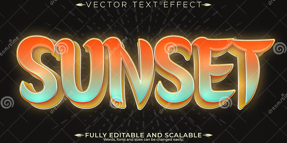 Sunset Text Effect, Editable Retro and Shiny Customizable Font Style ...