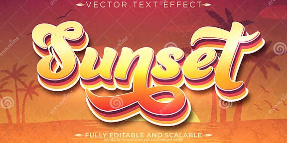 Sunset Text Effect, Editable Vintage and Classy Text Style Stock Vector ...
