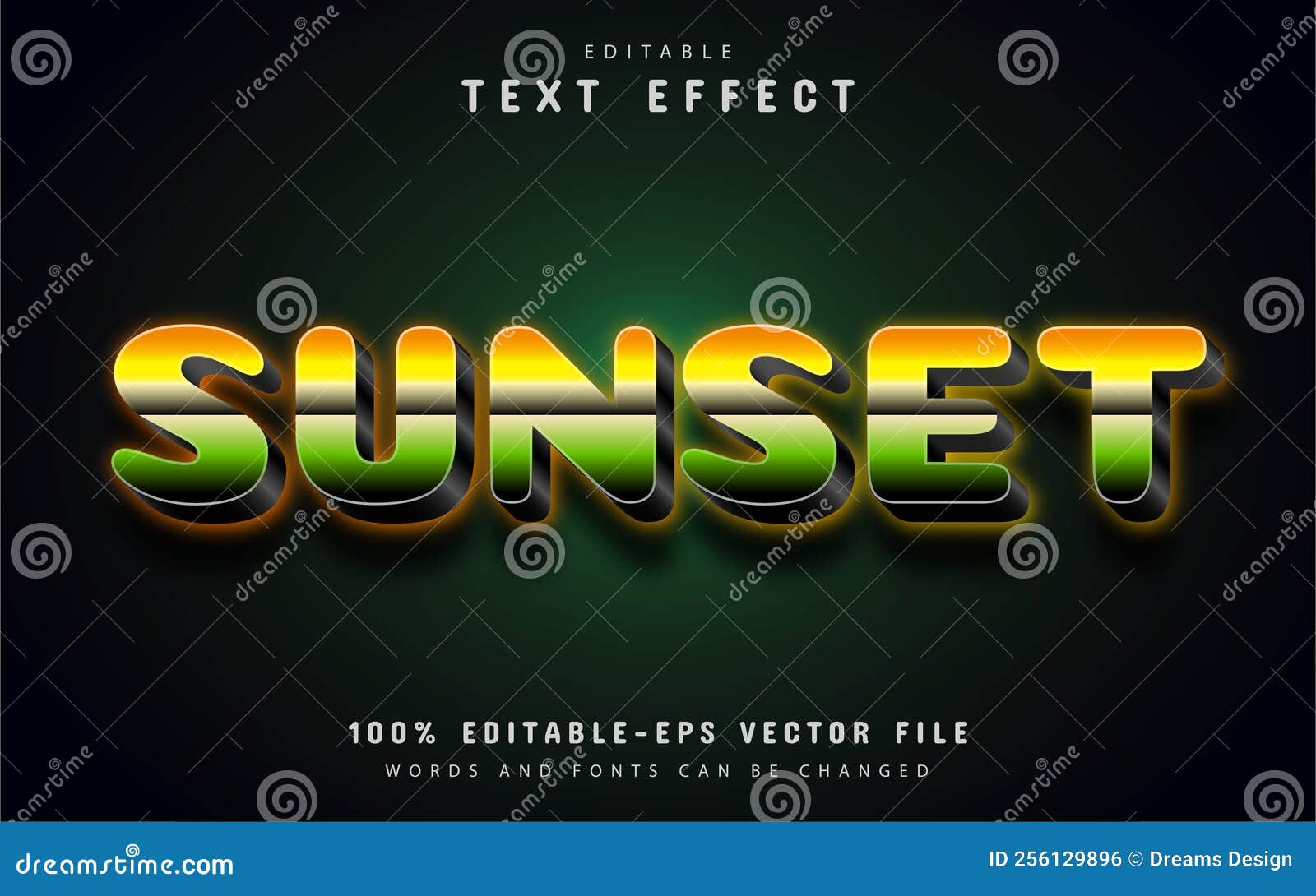 Sunset Text Effect with Gradient Stock Vector - Illustration of ...