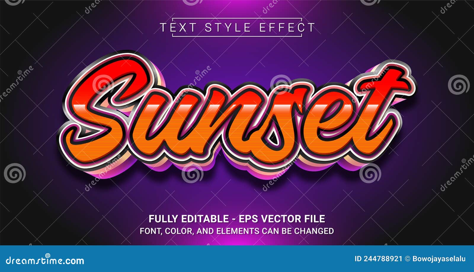 Sunset Text Style Effect. Editable Graphic Text Template Stock Vector ...