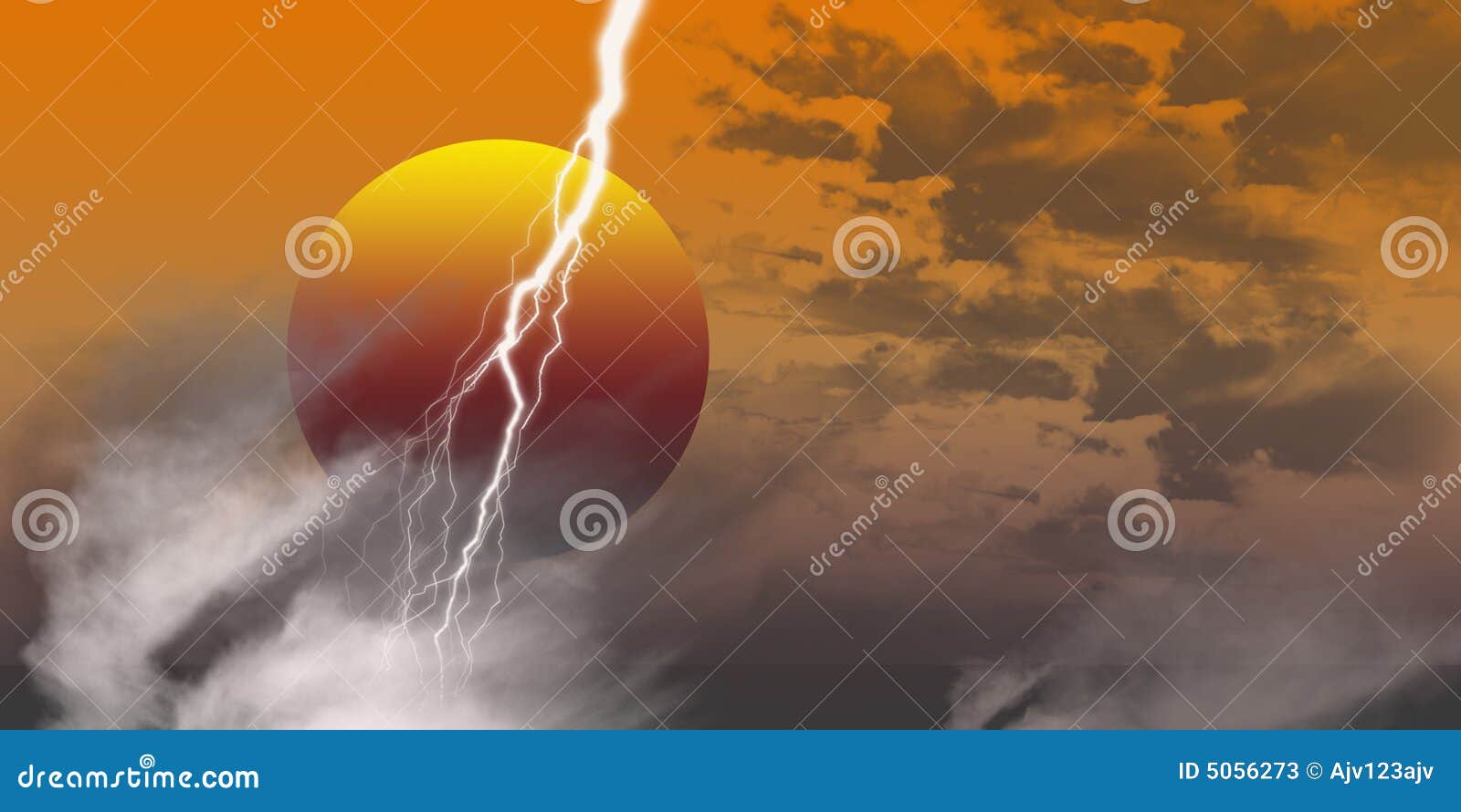 Sunset thunder stock illustration. Illustration of spirit - 5056273
