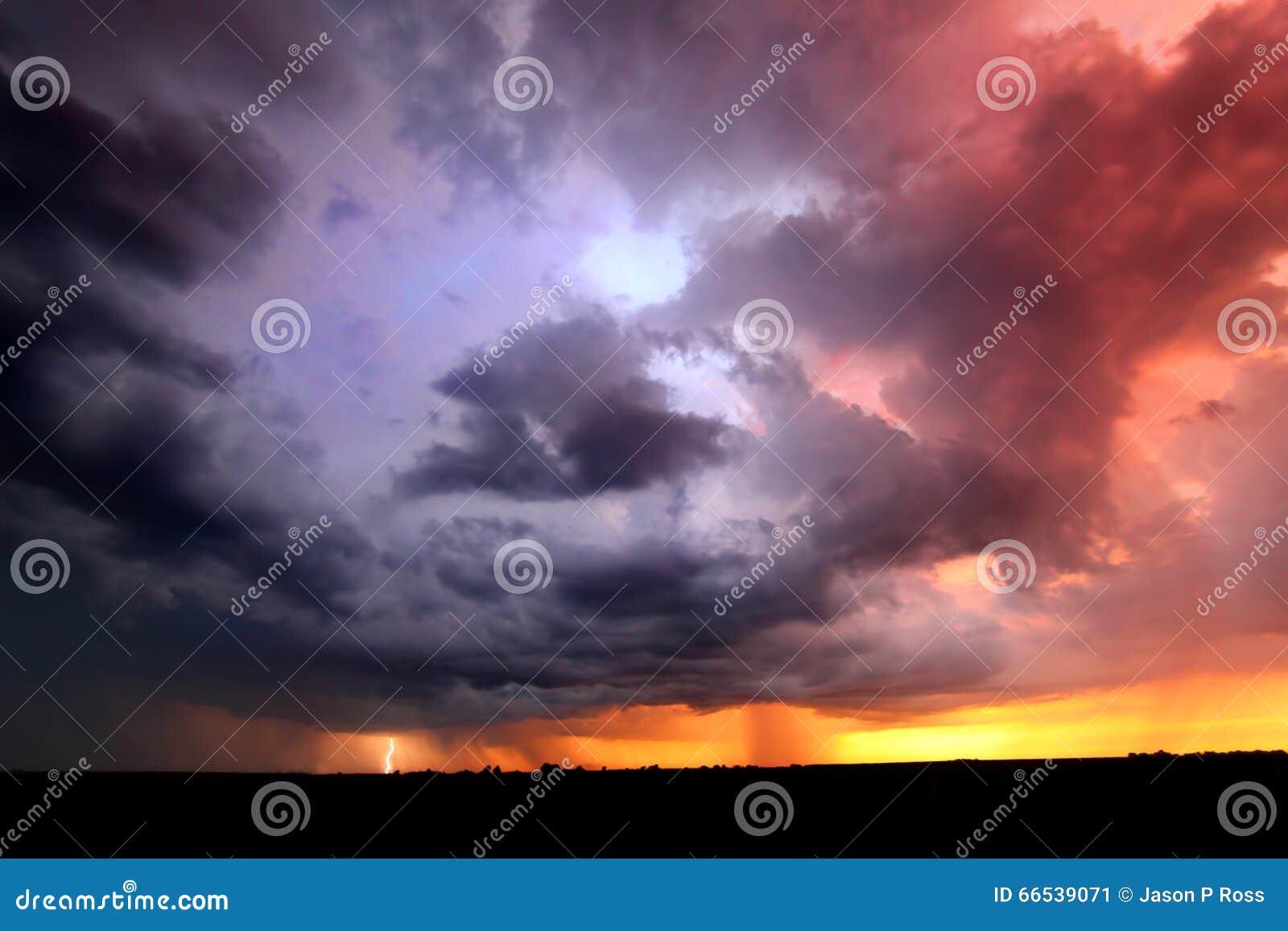 Sunset Thunderstorm Lightning Landscape Stock Image - Image of scenic ...