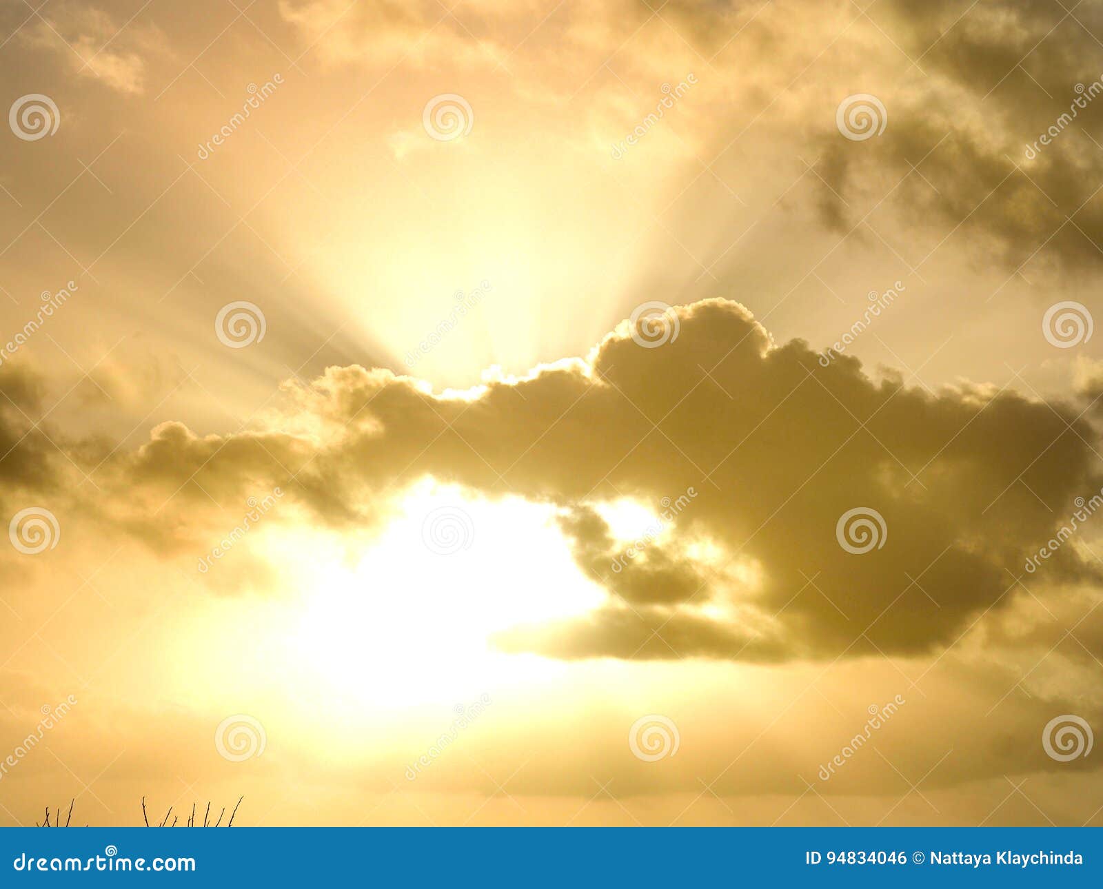 Sunset Time with Beautiful Gold Sky and Clouds Stock Photo - Image of ...