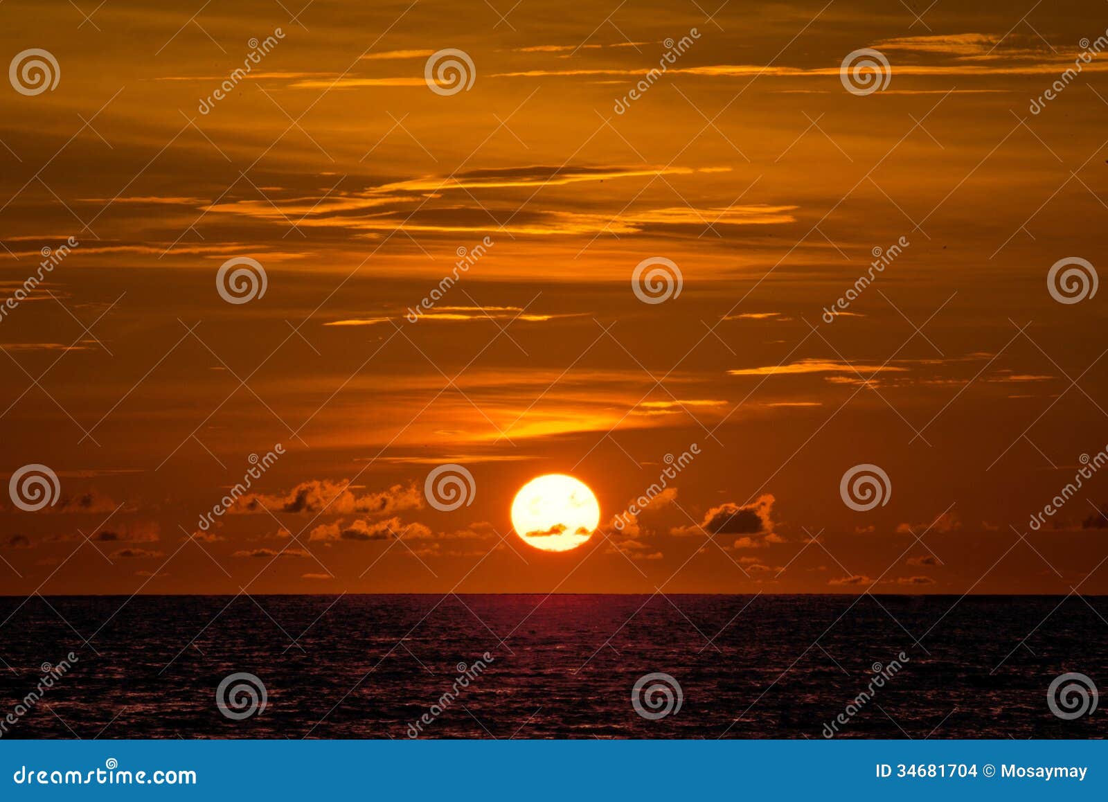 Sunset Time, Big Sun on the Sea Stock Photo - Image of light, travel ...
